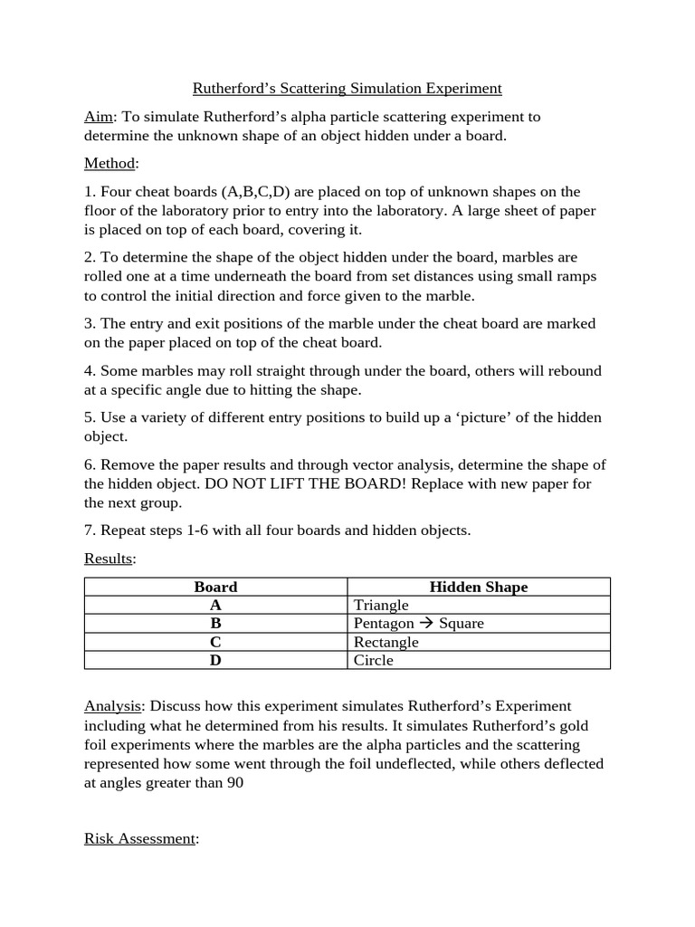 Rutherford's Scattering Simulation Experiment | PDF