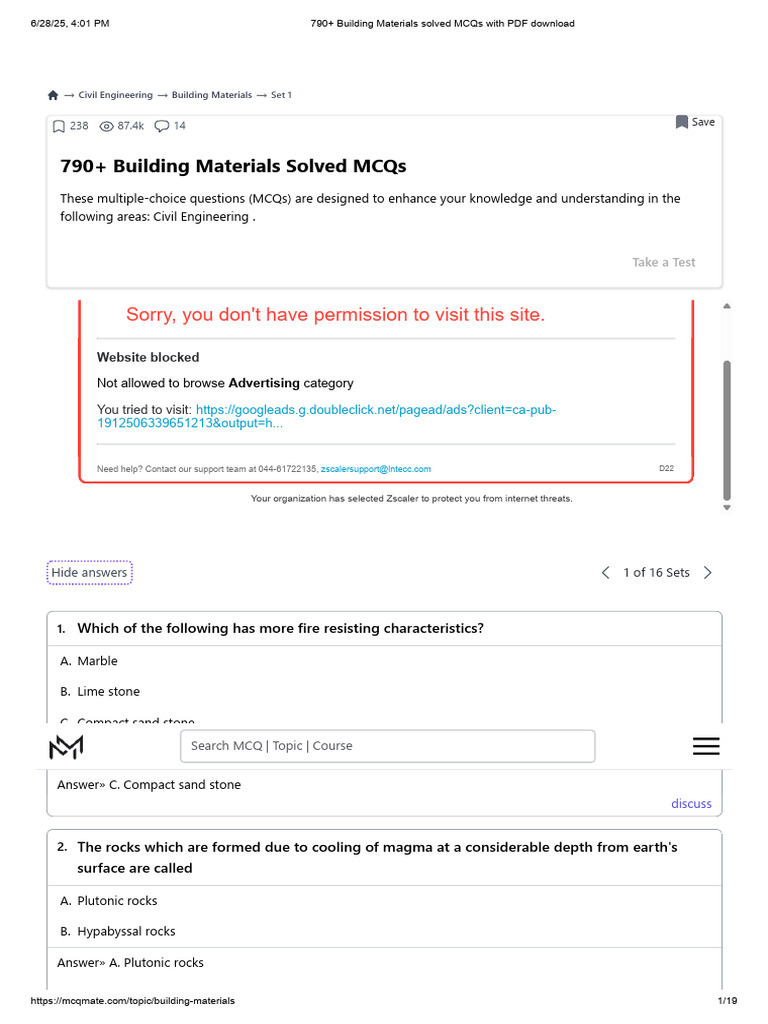 Building Materials MCQs Overview | PDF | Cement | Lime (Material)