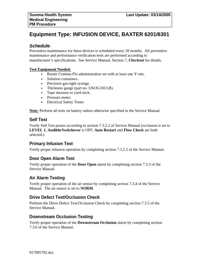 Baxter 6201/6301 Maintenance Guide | PDF | Electricity | Equipment