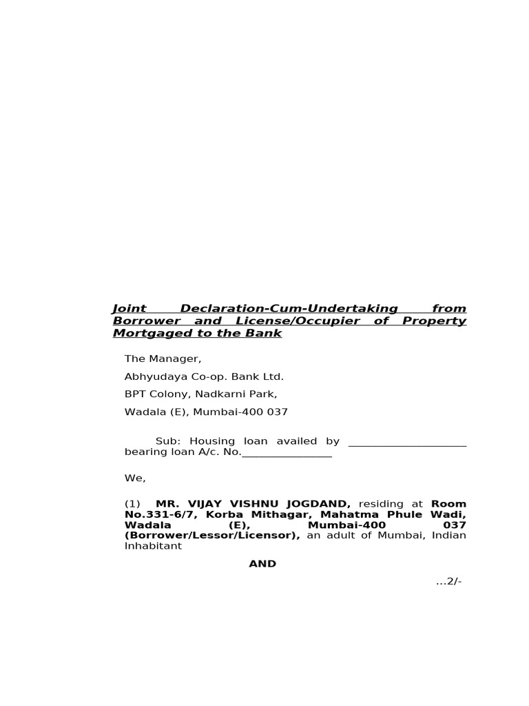Joint Declaration for Mortgaged Property | PDF | Lease | Interest