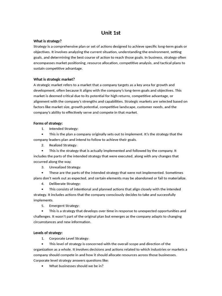 SM Unit 1st | PDF | Strategic Management | Goal