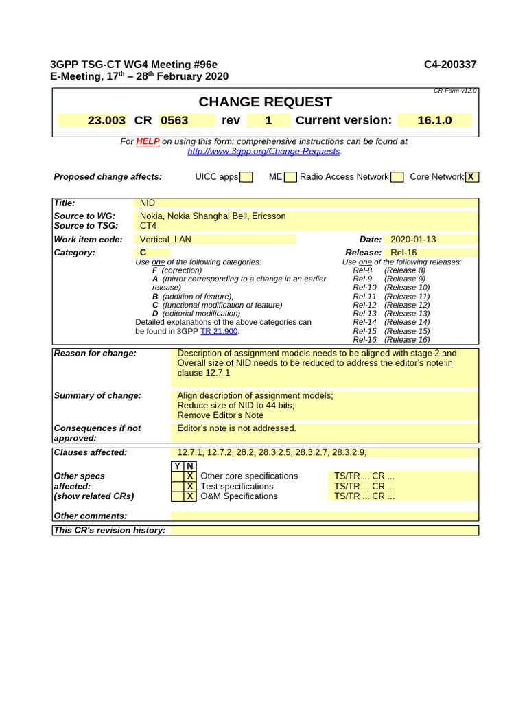 CR0563r1 - (Rel-16) - C4-200337 CR 23003-g10 NID | PDF | Computing
