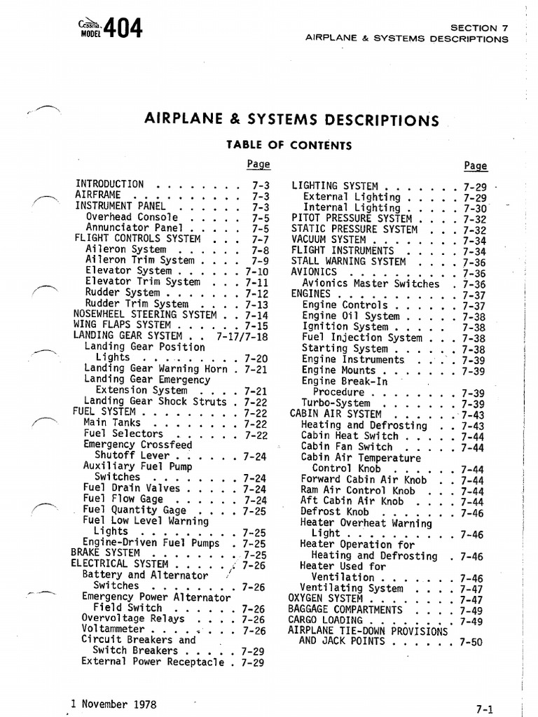 Manual de Vuelo Cessna 404 - Section 7 - Airplane and Systems ...