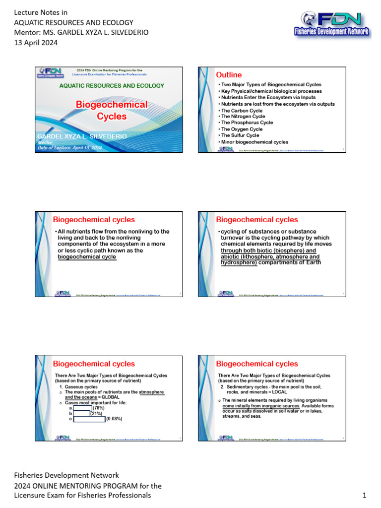 Biogeochemical Cycles in Ecosystems | PDF | Ecosystem | Carbon Cycle