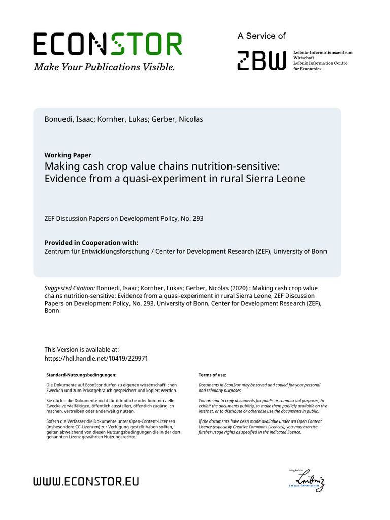 Making Cash Crop Value Chains Nutrition Sensitive | PDF | Sampling ...