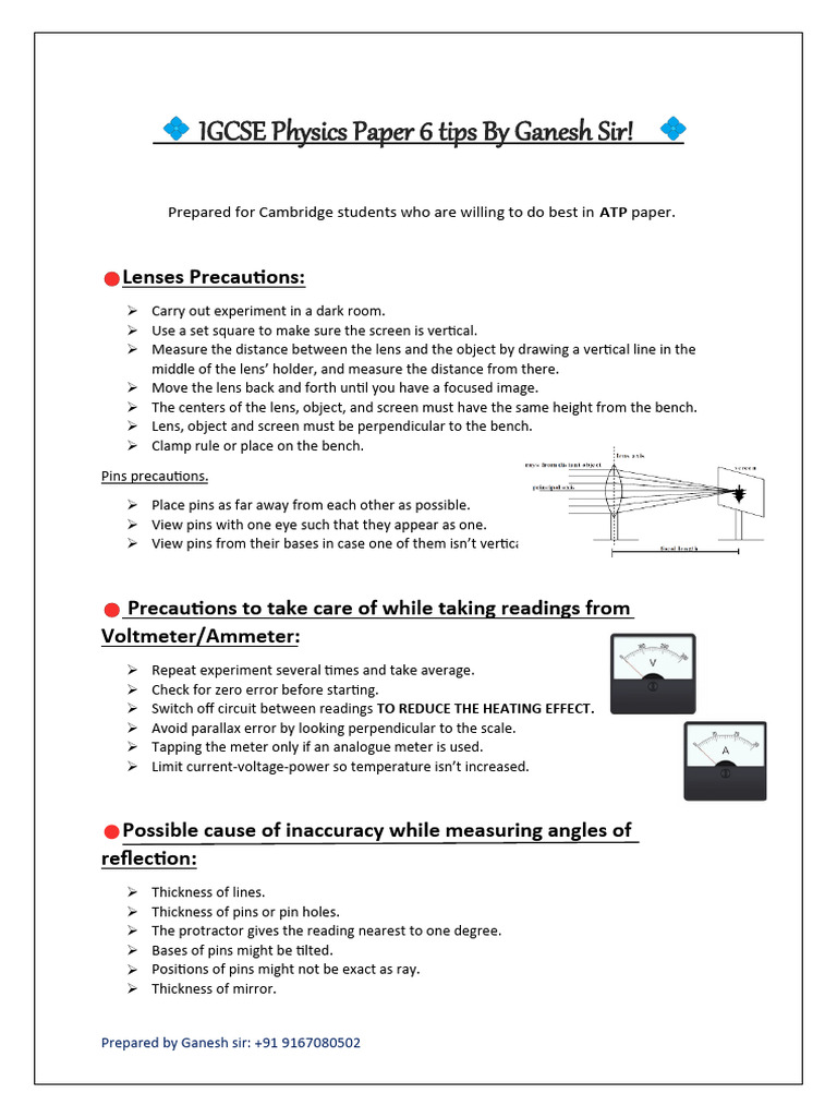 ?IGCSE Physics Paper 6 Tips by Ganesh Sir (0) - 1 | PDF