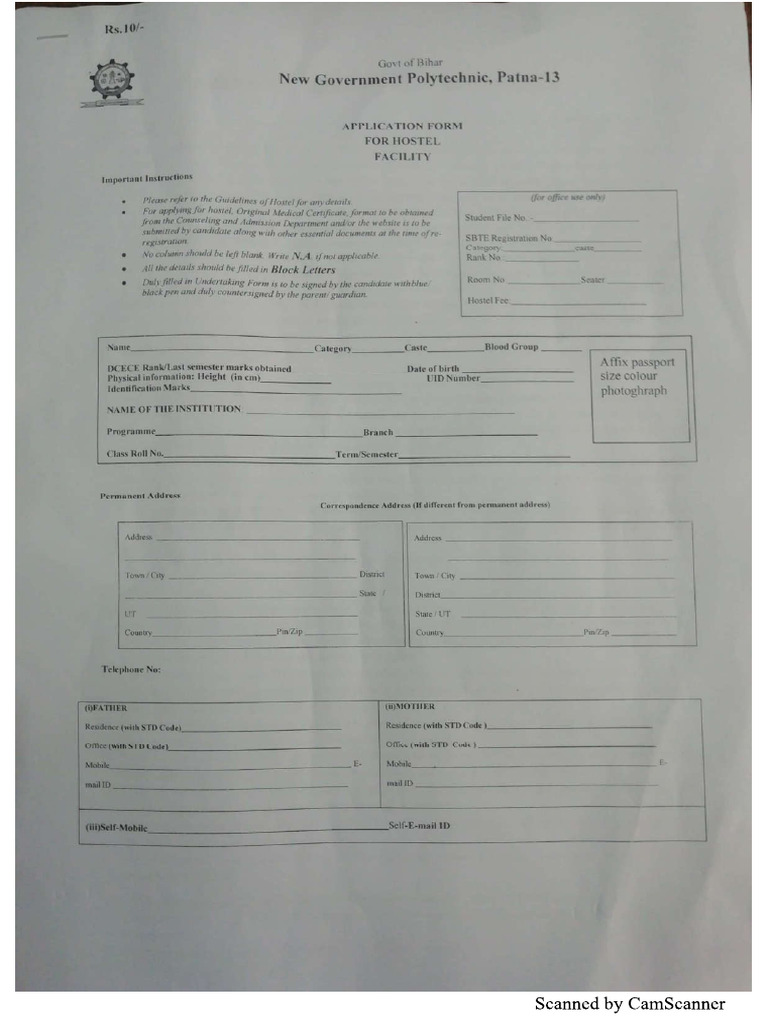 Hostel Form.21 | PDF