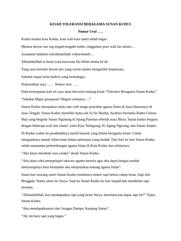 Naskah Dongeng Islami Mapsi 2024 | PDF