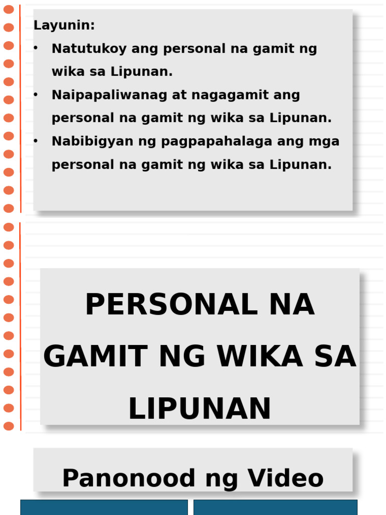 Personal Gamit Na Wika Sa Lipunan | PDF