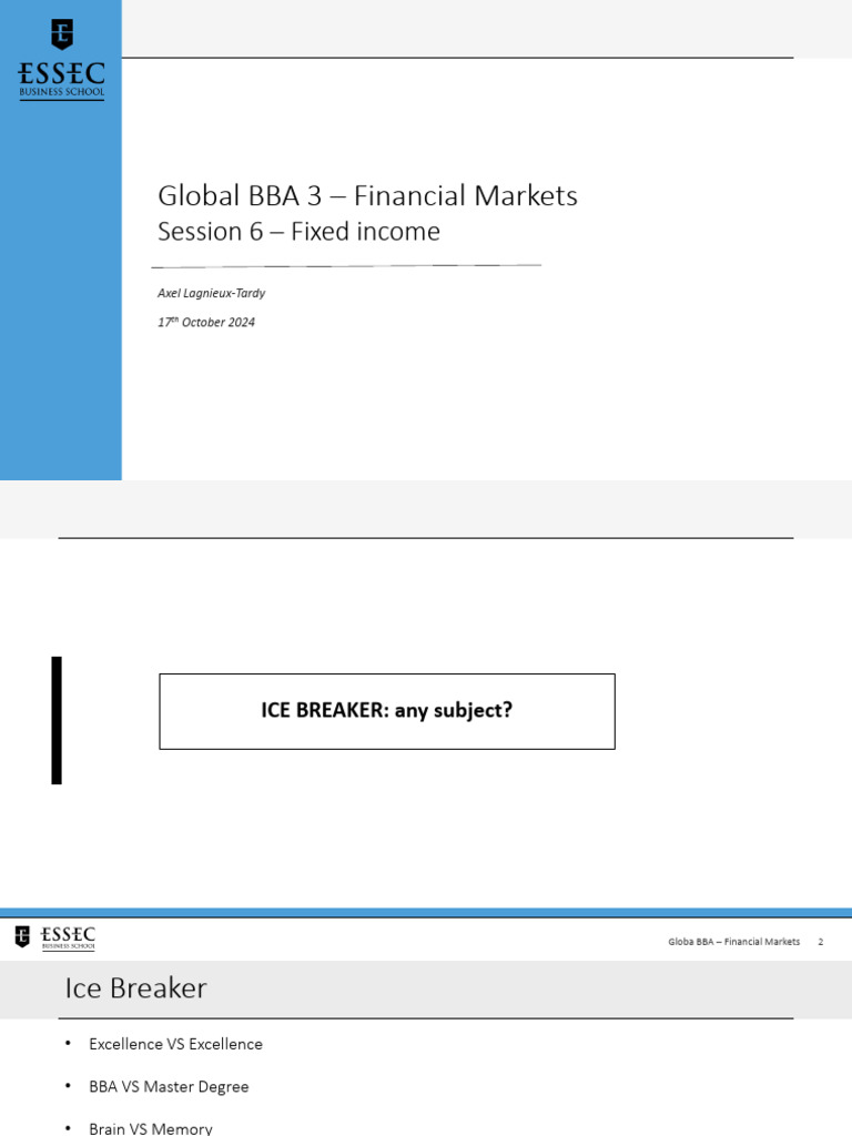 Session 6 - Fixed Income | PDF | Bonds (Finance) | Yield (Finance)
