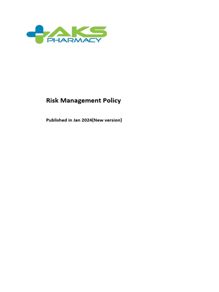 AKS Khan Pharmaceuticals Risk Policy | PDF | Risk | Risk Management
