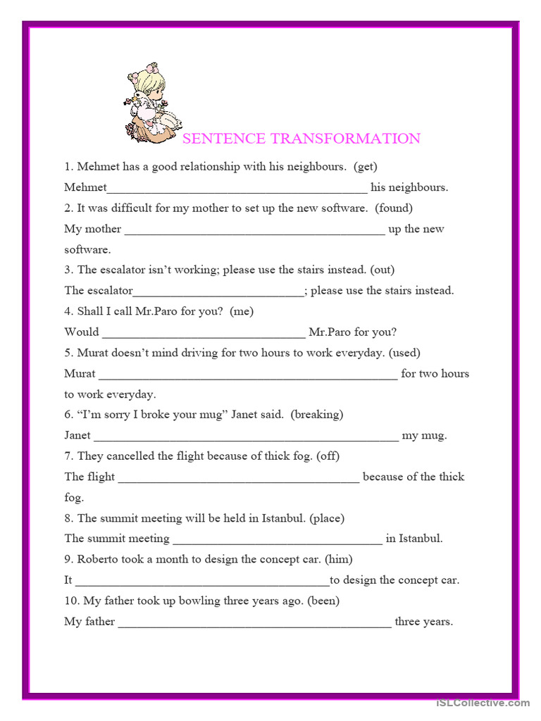 Sentence Transformation Exercises PDF | PDF