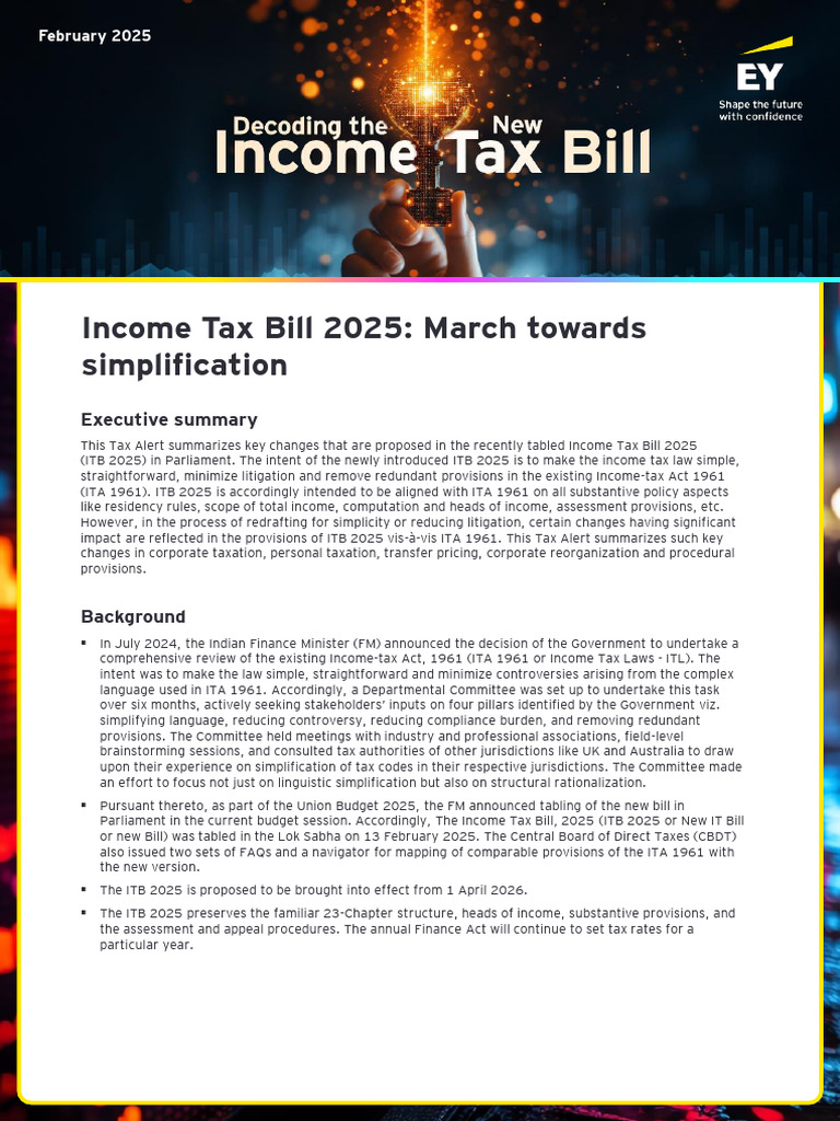 Ey Decoding The New Income Tax Bill v1 | PDF | Tax Deduction | Taxes