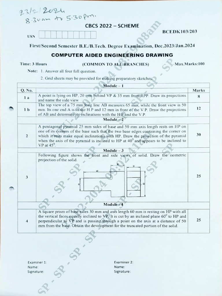 CAED VTU Old Question Papers 2024 | PDF