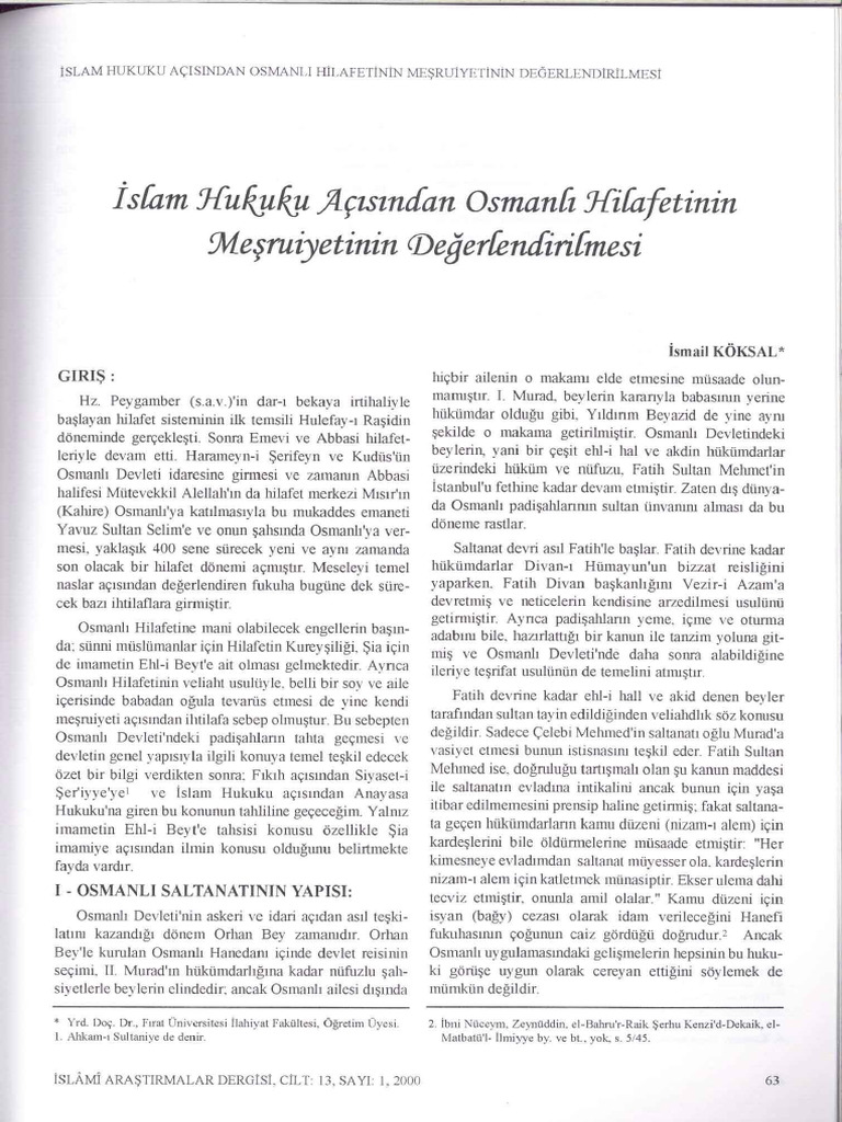 Osm - Hilafetinin Meşruiyeti | PDF