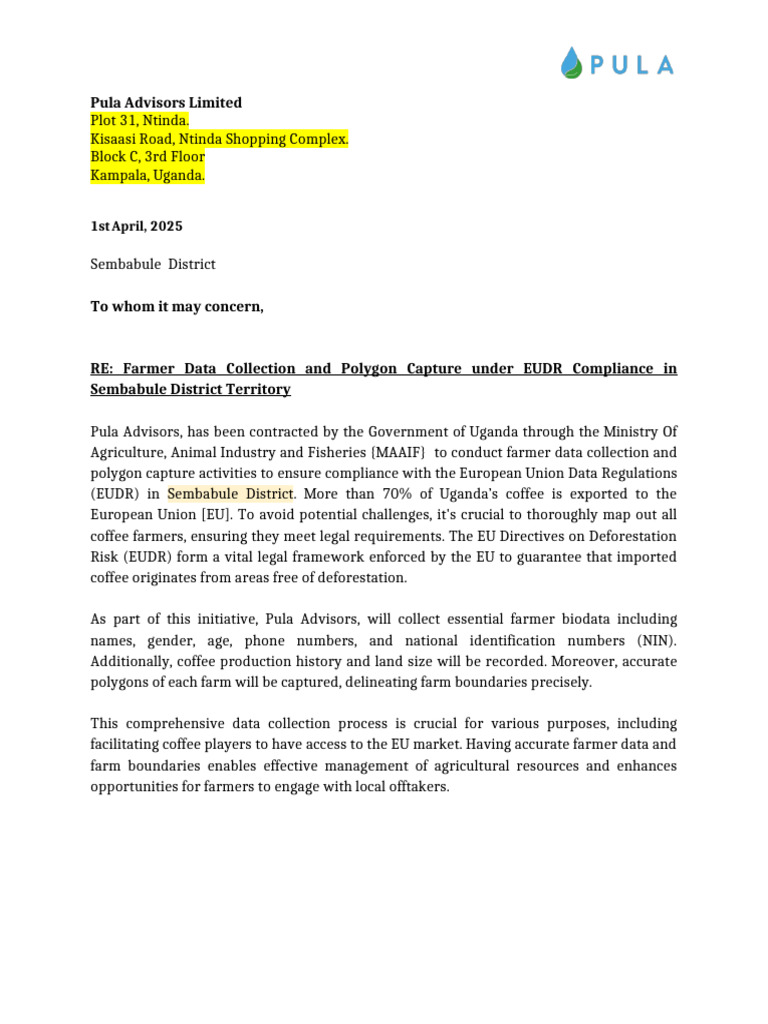MAAIF FA Introductory Letter-1 | PDF | Uganda