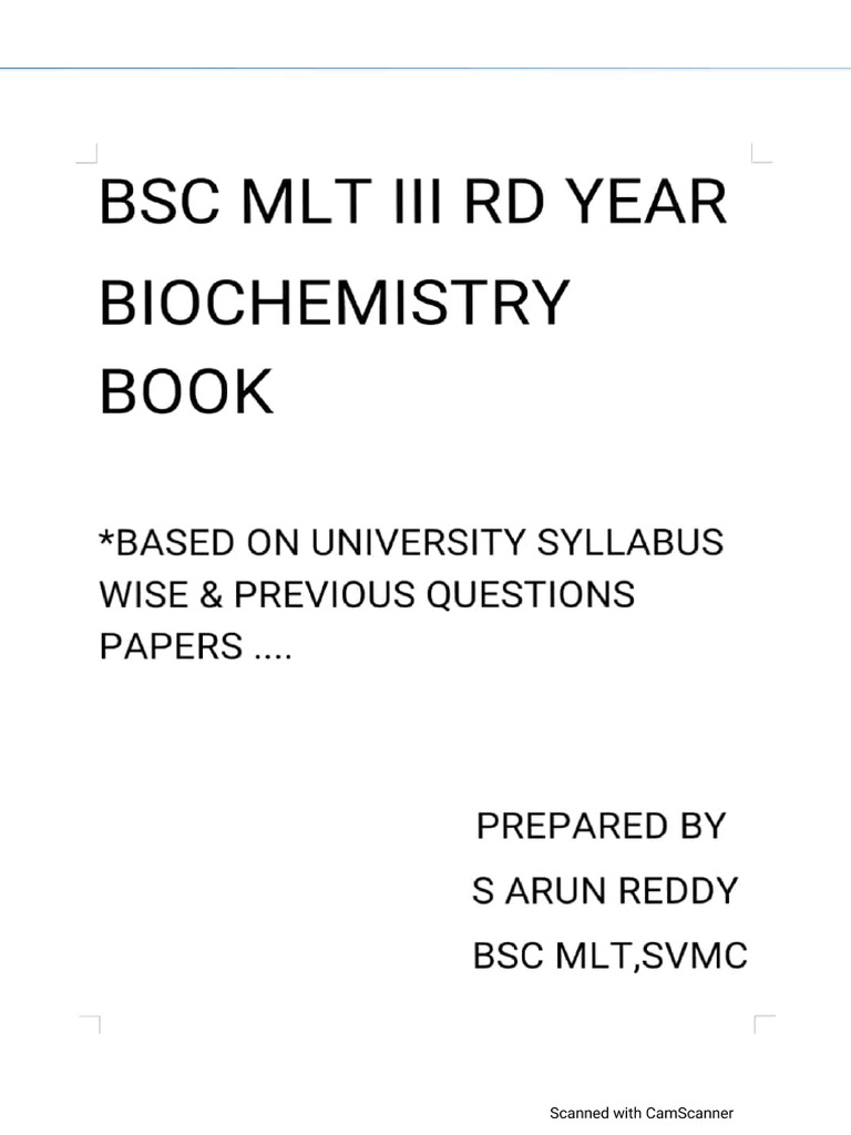 BSC MLT III RD Year Biochemistry Svmc-1 - 1702733279095 | PDF