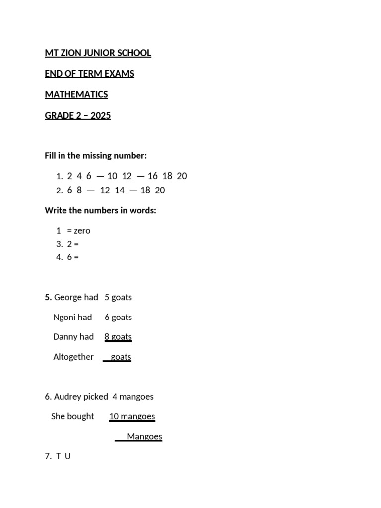 Maths grade 2 | PDF