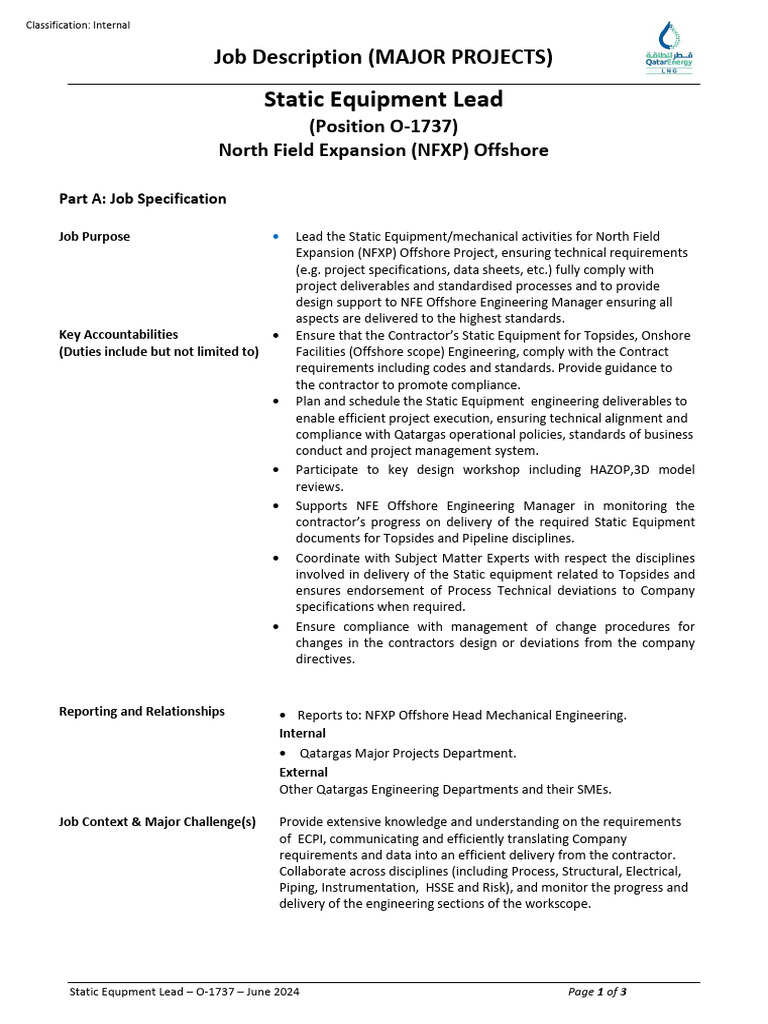 O-1737 - NFXP Offshore - Static Equipment Lead | PDF | Specification ...
