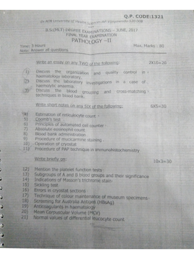 Pathology Qus Paper | PDF