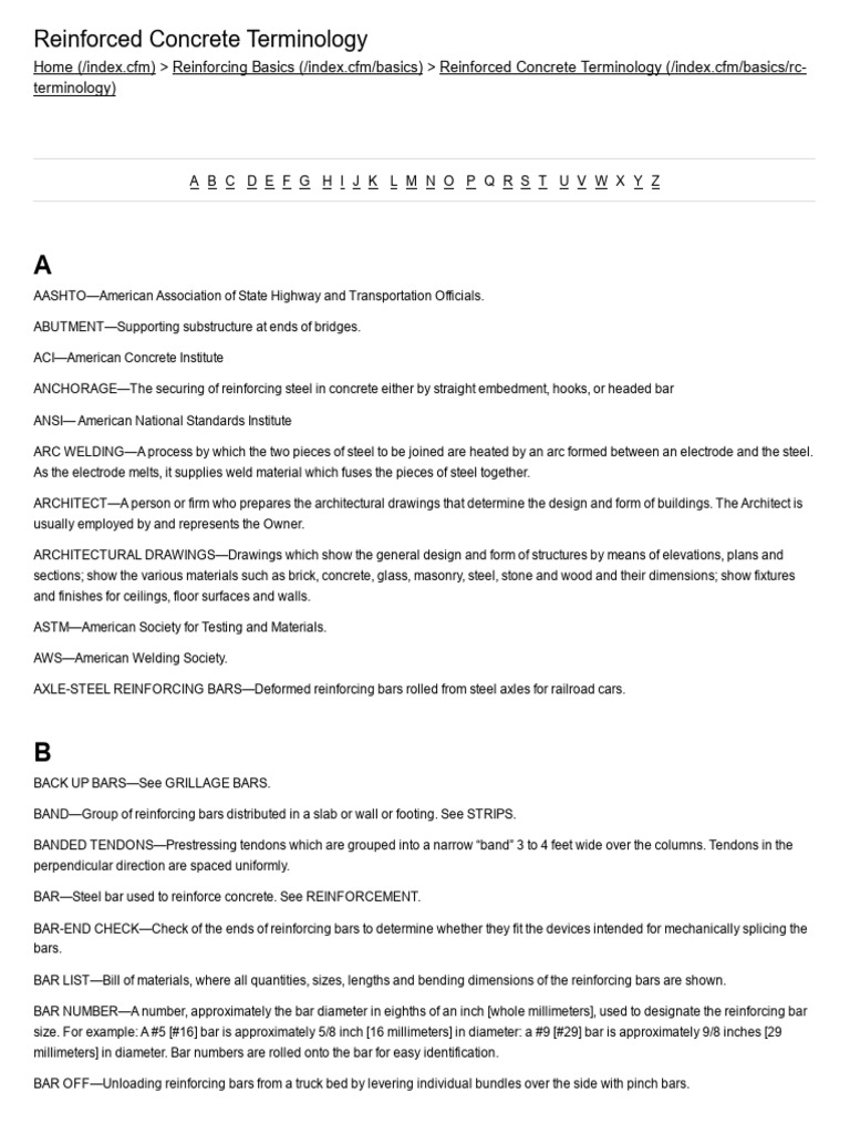 CRSI - Reinforced Concrete Terminology | PDF | Beam (Structure) | Concrete