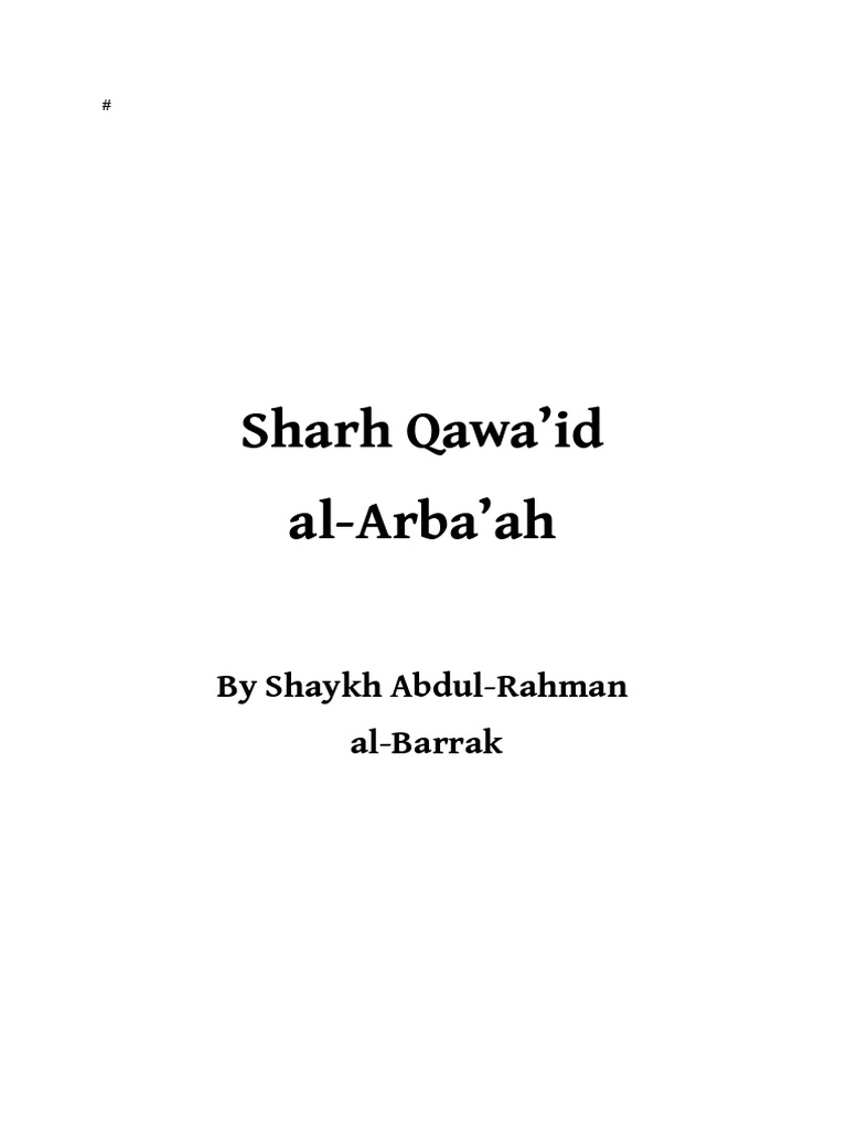 Sharh Qawa'id al-Arba'ah by Shaykh Barrak | PDF | God In Islam | Allah