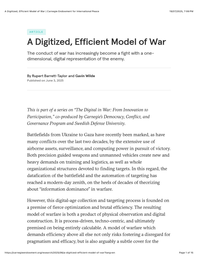 A Digitized, Efficient Model of War - Carnegie Endowment For ...