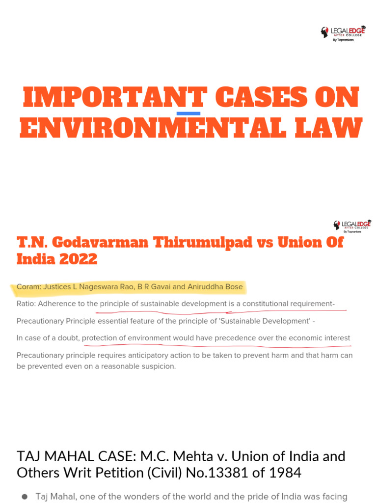 Key Landmark Cases in Environmental Law | PDF