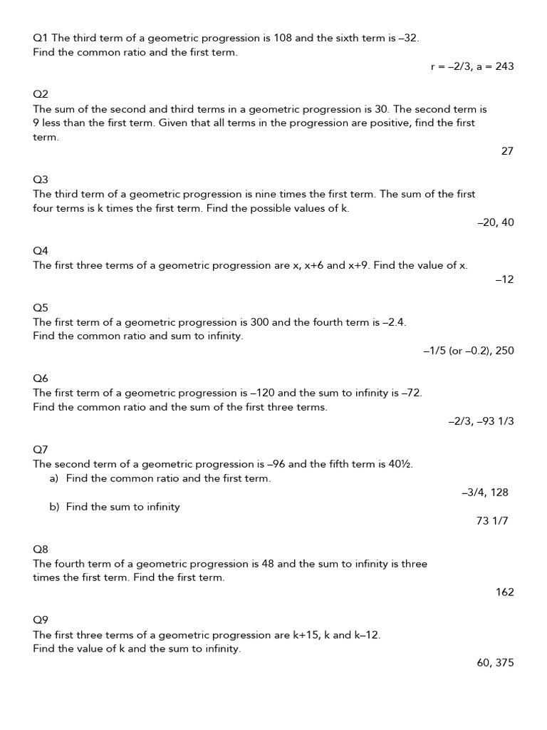 9g Geometric Progression 1 | PDF