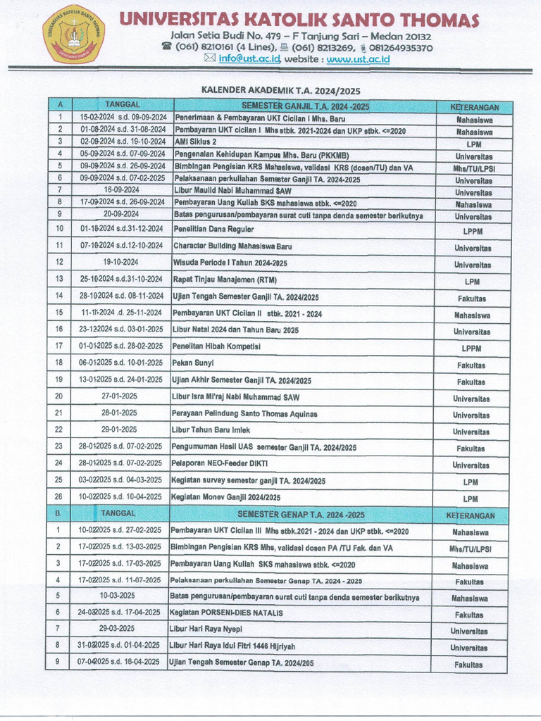 Kalender Akademik 20242025 | PDF