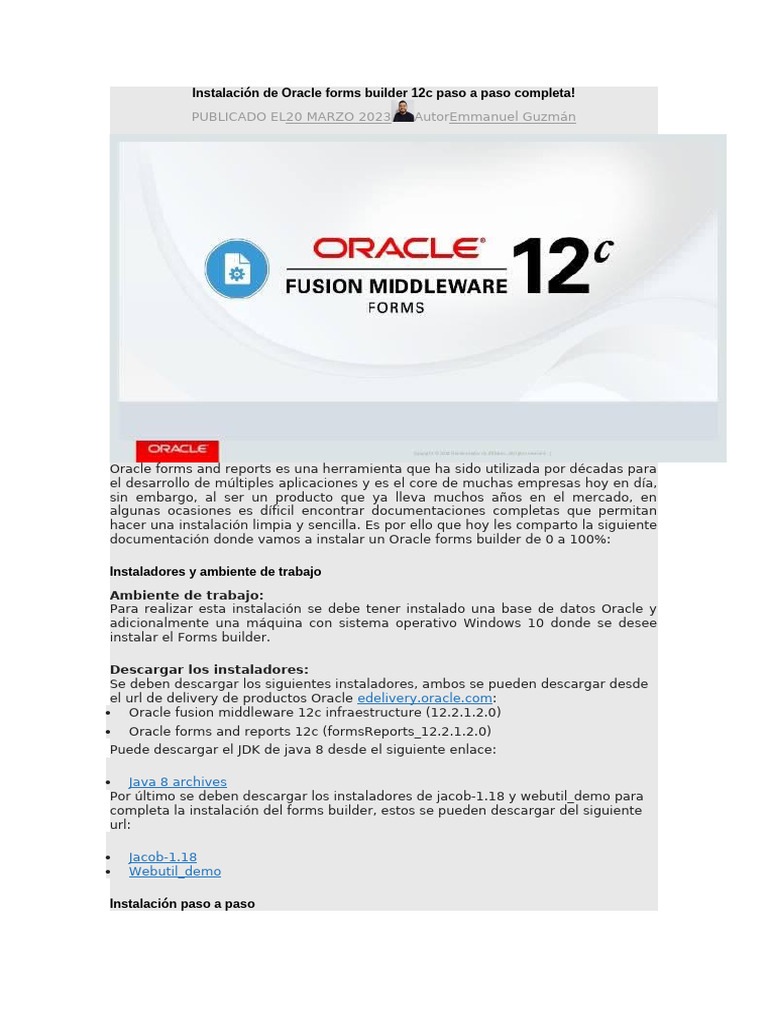 Instalación de Oracle Forms Builder 12c Paso A Paso Completa | PDF ...