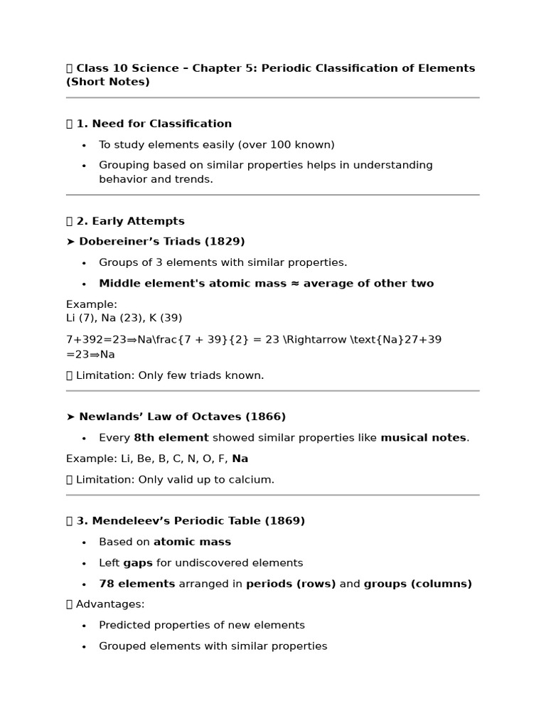 ? Class 10 Science CH5 | PDF | Periodic Table | Chemical Elements