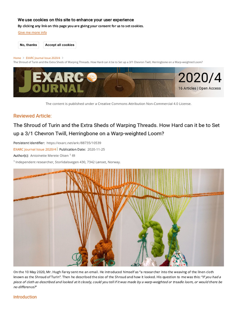 The Shroud of Turin and The Extra Sheds of Warping Threads. How Hard ...