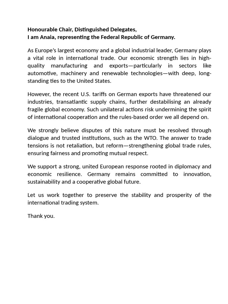 Germany's Response to U.S. Tariffs | PDF