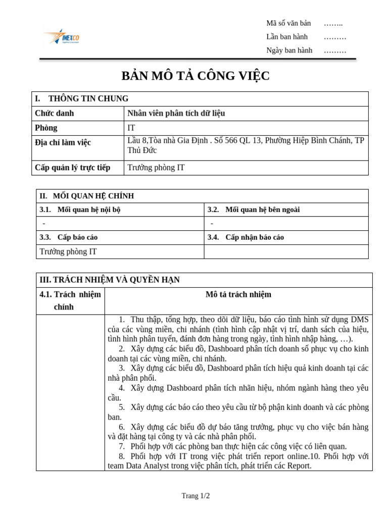 MTCV Data Analyst | PDF