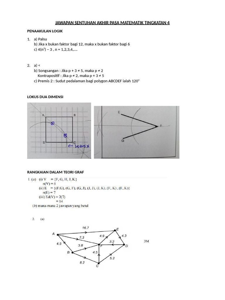 Jawapan Sentuhan Akhir Pasa Matematik Tingkatan 4 | PDF