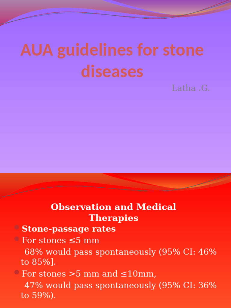 Aua Guidelines For Stone Disease | PDF | Stent | Medical Specialties