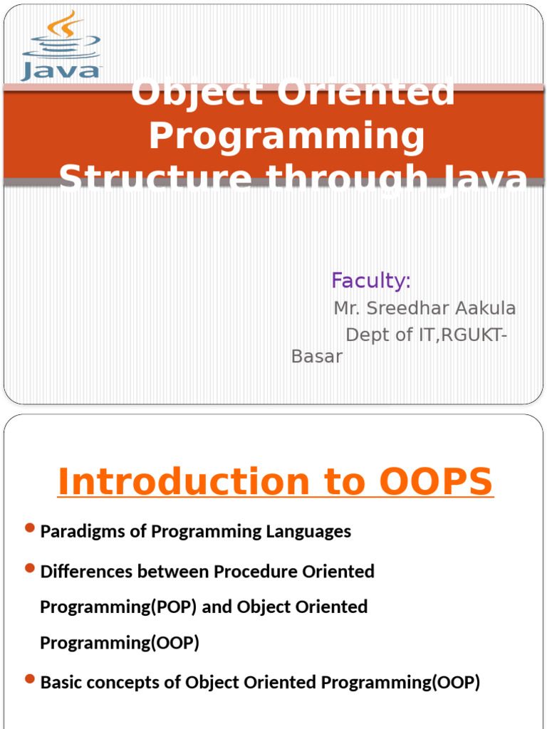 E3s1 Eee Oops l1 Oops Intro | PDF | Object Oriented Programming | Programming Paradigms