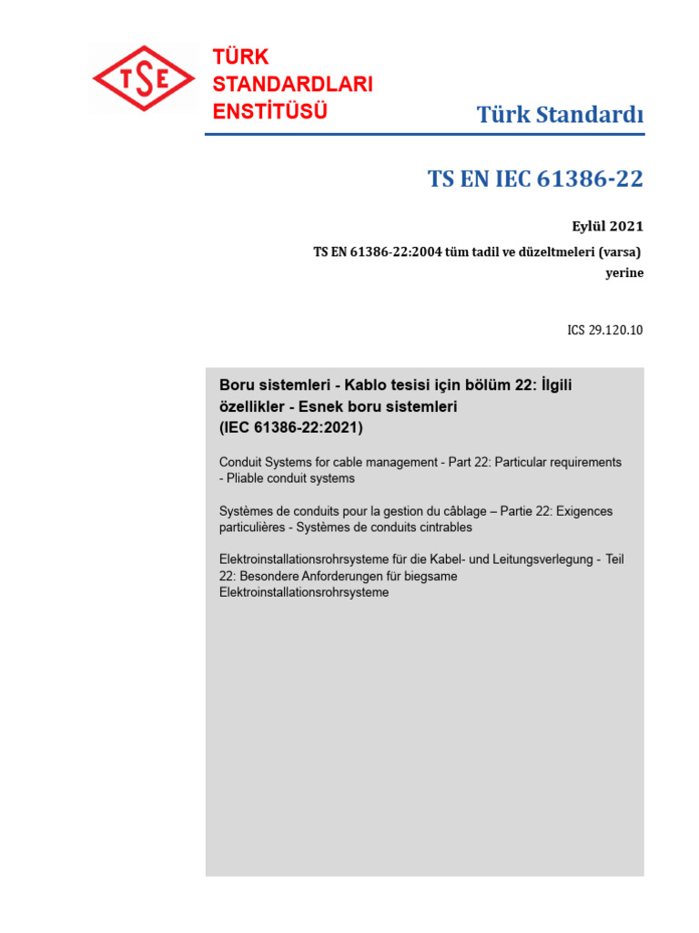 Ts en Iec 61386-22 Pe Etb | PDF