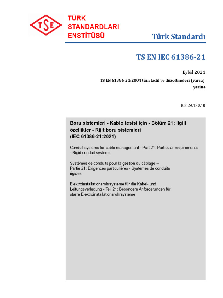 Ts en Iec 61386-21 PVC Etb | PDF