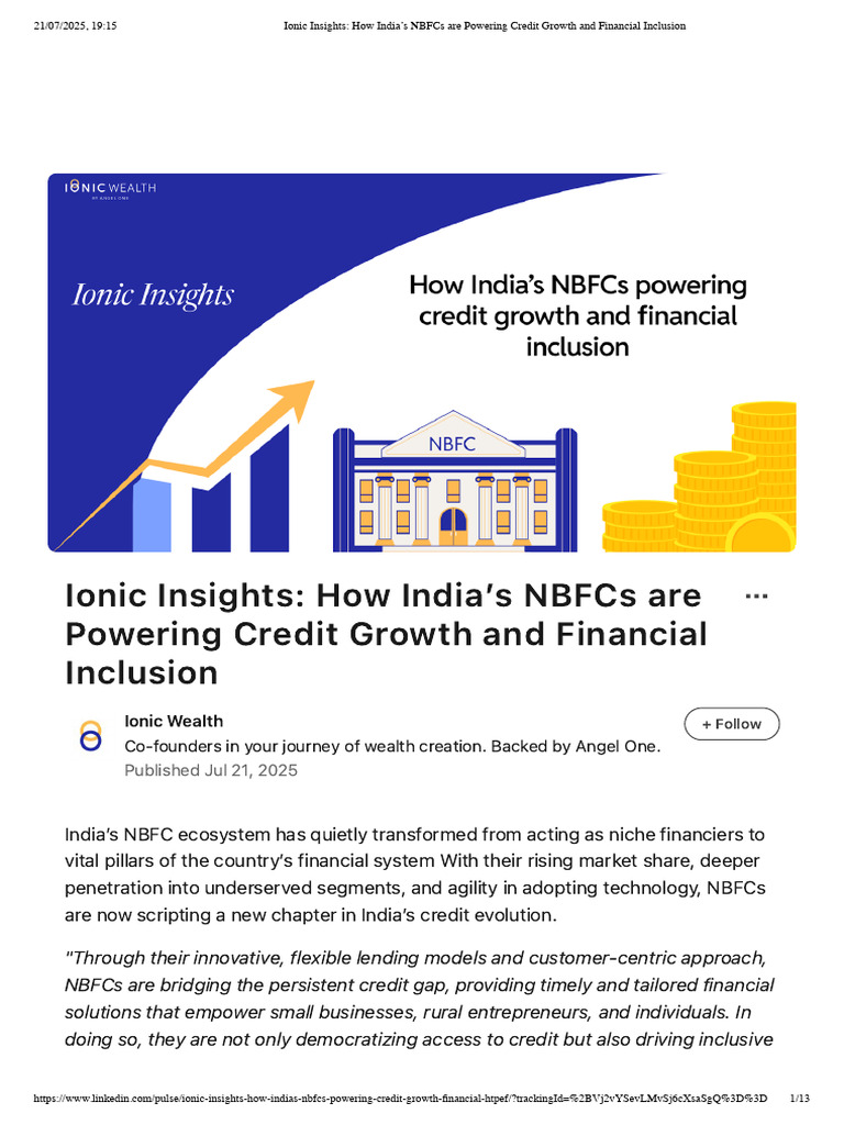 Ionic Insights - NBFC Thematic | PDF | Financial Inclusion | Non Bank Financial Institution