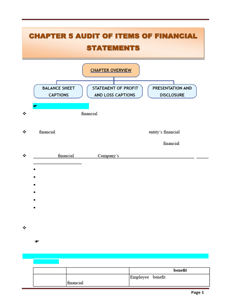 Chapter 5 - AUDIT OF ITEMS OF FINANCIAL STATEMENTS | PDF | Audit | Expense