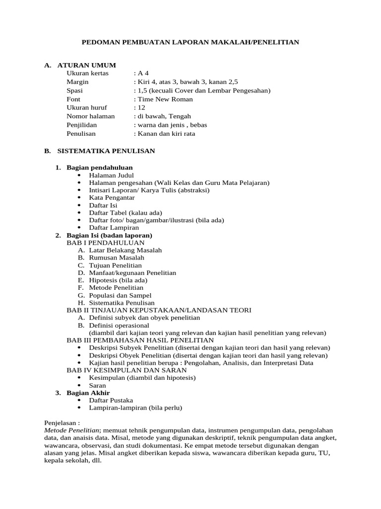 Pedoman Pembuatan Laporan | PDF