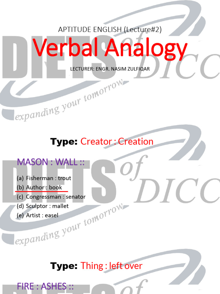 Verbal Analogy Test Examples | PDF | Zoology
