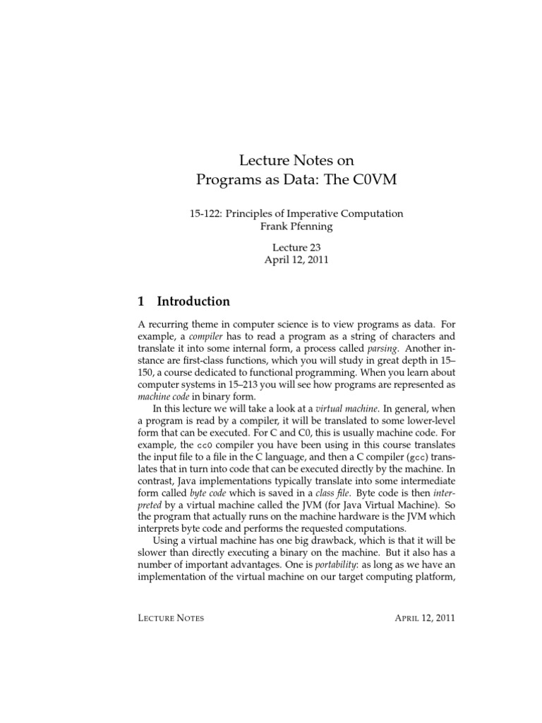 23 c0vm | PDF | Java Virtual Machine | Instruction Set