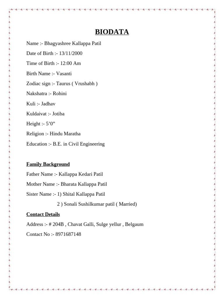 Biodata 1 | PDF
