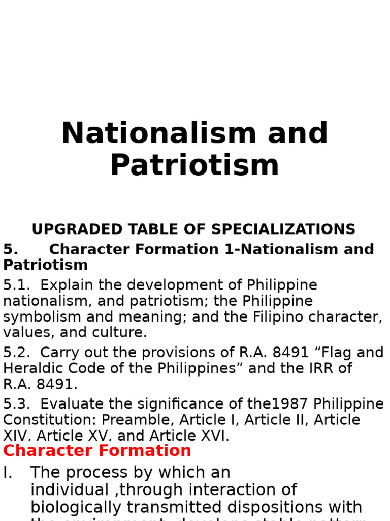 Upgraded Presentation by Nationalism and Patriotism Under Ra 11131 ...