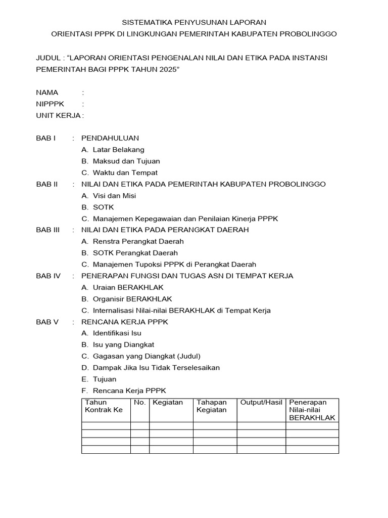 Laporan Orientasi PPPK 2025 | PDF