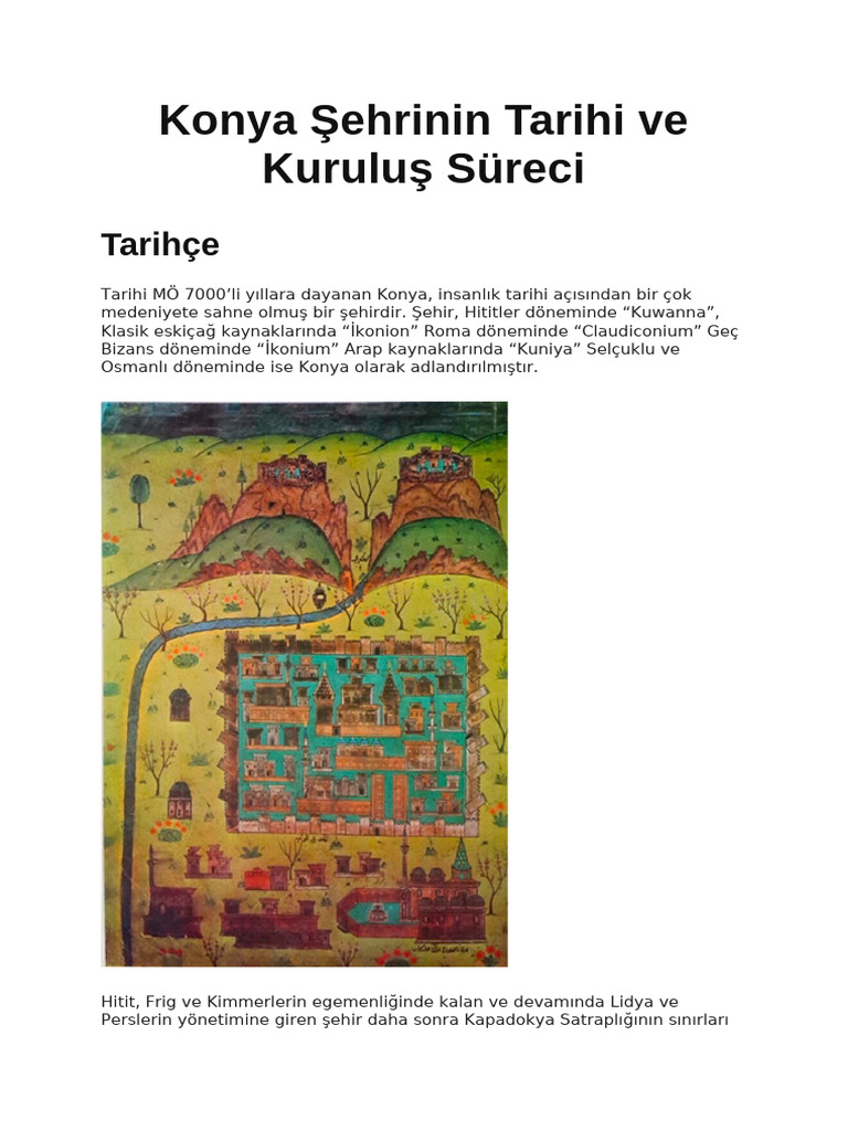 Konya Şehrinin Tarihi Ve Kuruluş S - Reci | PDF