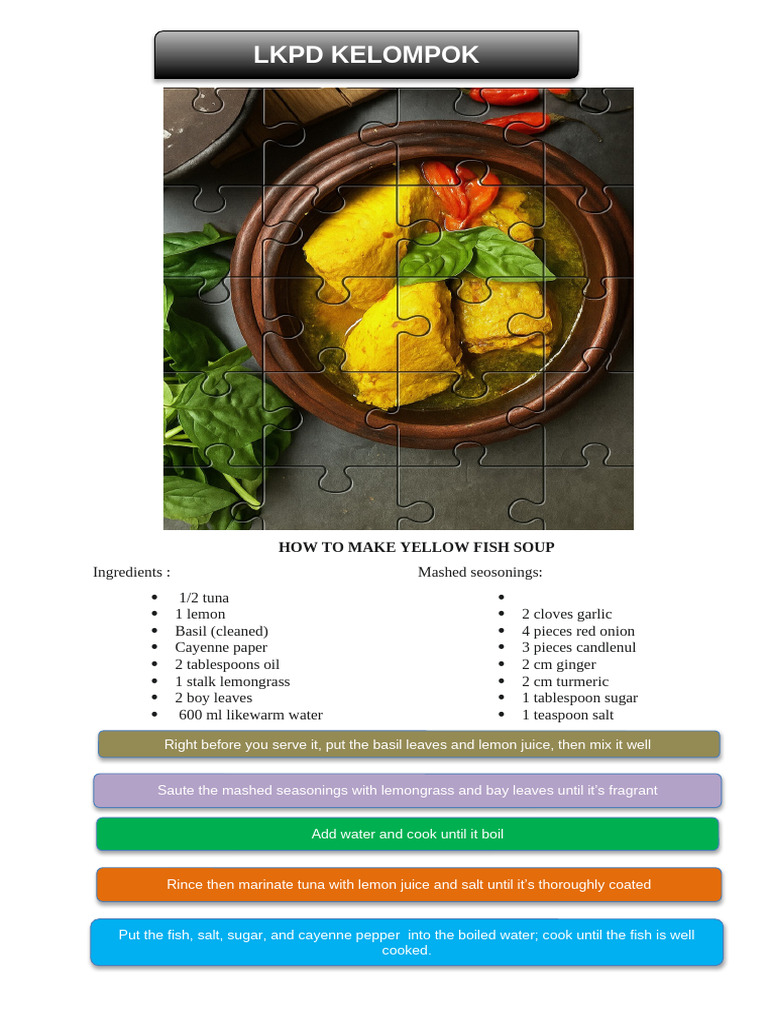 How To Make Yellow Fish Soup | PDF | Ginger | Tablespoon